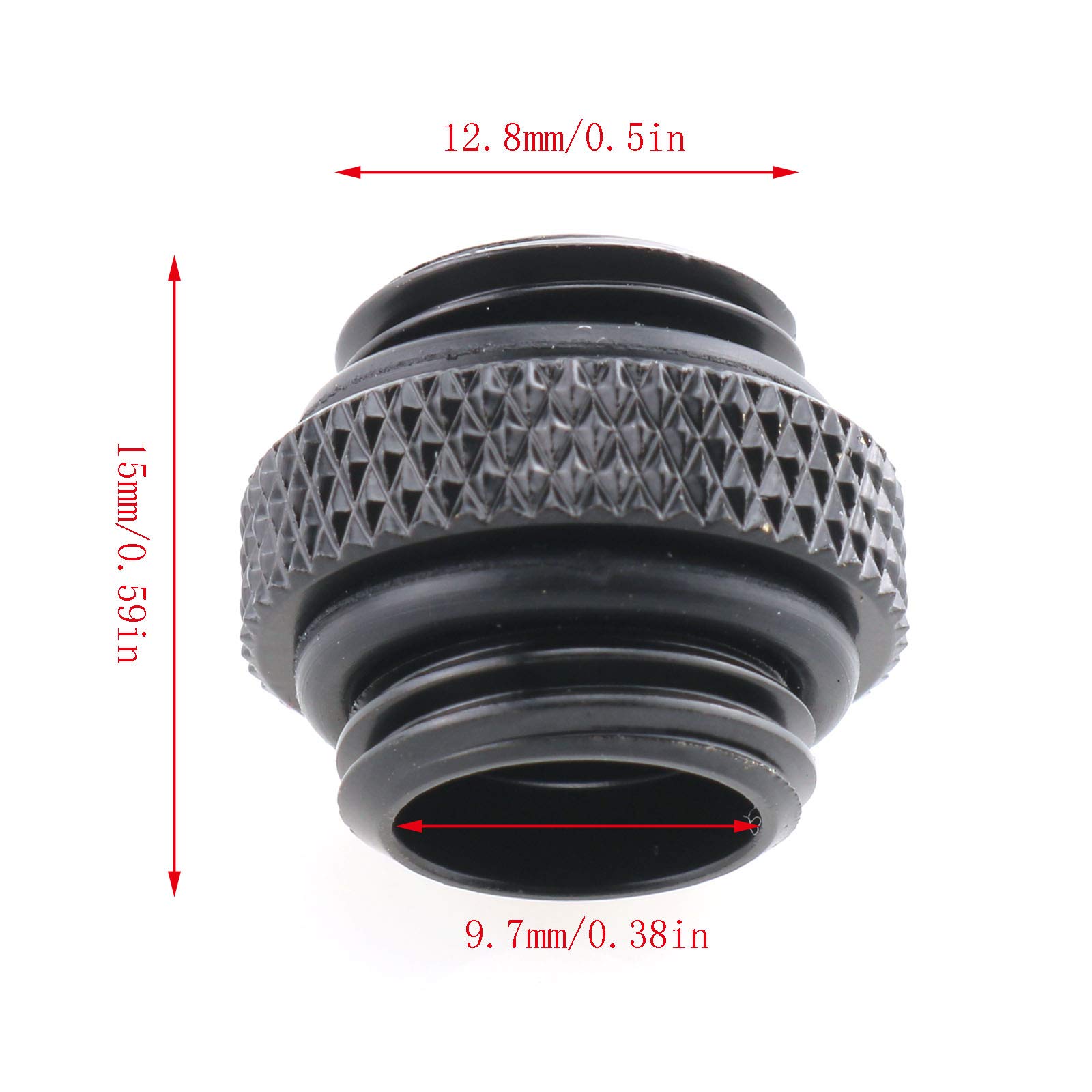CZQC PC Water Cooling Adapter Black G1/4 6mm Male to Male Extender Connector Joiner Fitting with Sealed O-Ring for Computer Water Cooling Systems