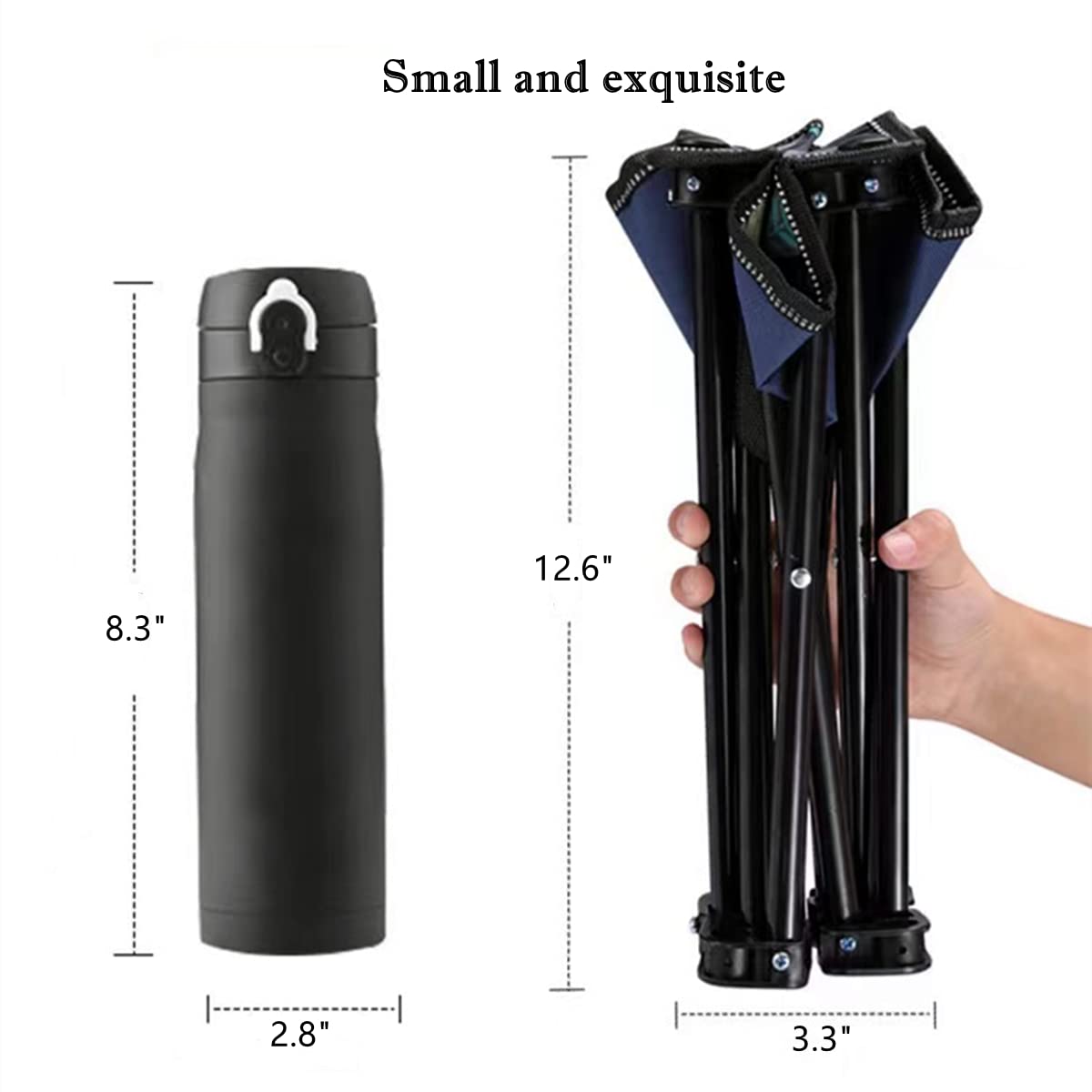 2 Pack 11 Inch Camping Stool Camping Chair with Big Pocket, Bearing 333 lbs, 1 Second Open and Close, Best Small Folding Chair Camping Foot Rest for Outdoor