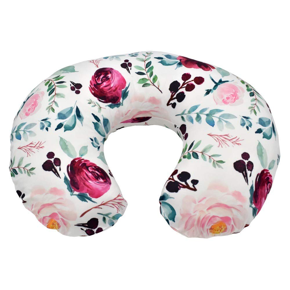 2 Pack (Floral & Peach) Nursing Pillow Cover Slipcover for Breastfeeding Pillows, Soft and Comfortable Safely Fits On Standard Infant Nursing Pillows (Floral & Peach)