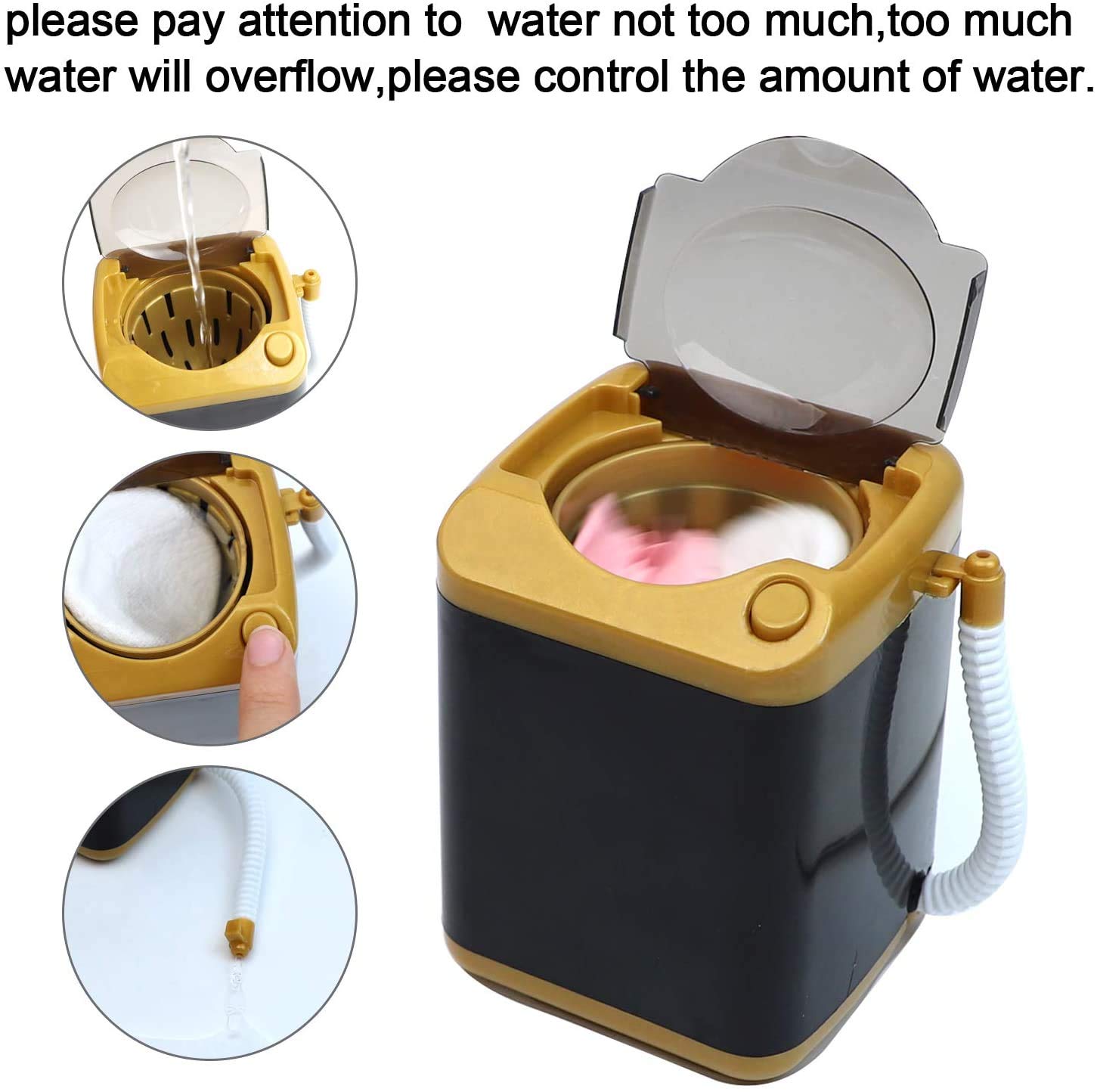 AUEAR, Makeup Brush Sponge Washing Machine Cleaner Device Plastic Automatic Cleaning (Black, Comes with Bucket)