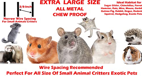 55" Extra Large 5 Levels 3/8-Inch Tight Spacing Ferret Chinchilla Sugar Glider Rats Mice Wire Cage for Small Animal