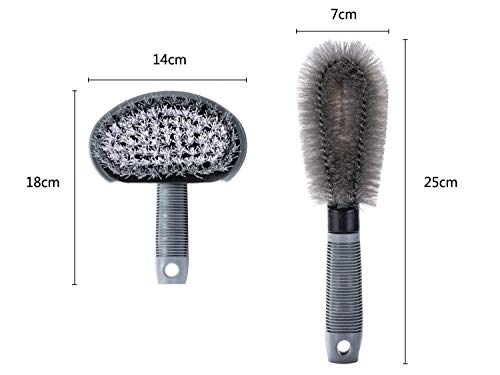 Aaskuu 2 Pcs Steel and Alloy Wheel Cleaning Brush, Rim Cleaner for Your Car, Motorcycle or Bicycle Tire Brush Washing Tool
