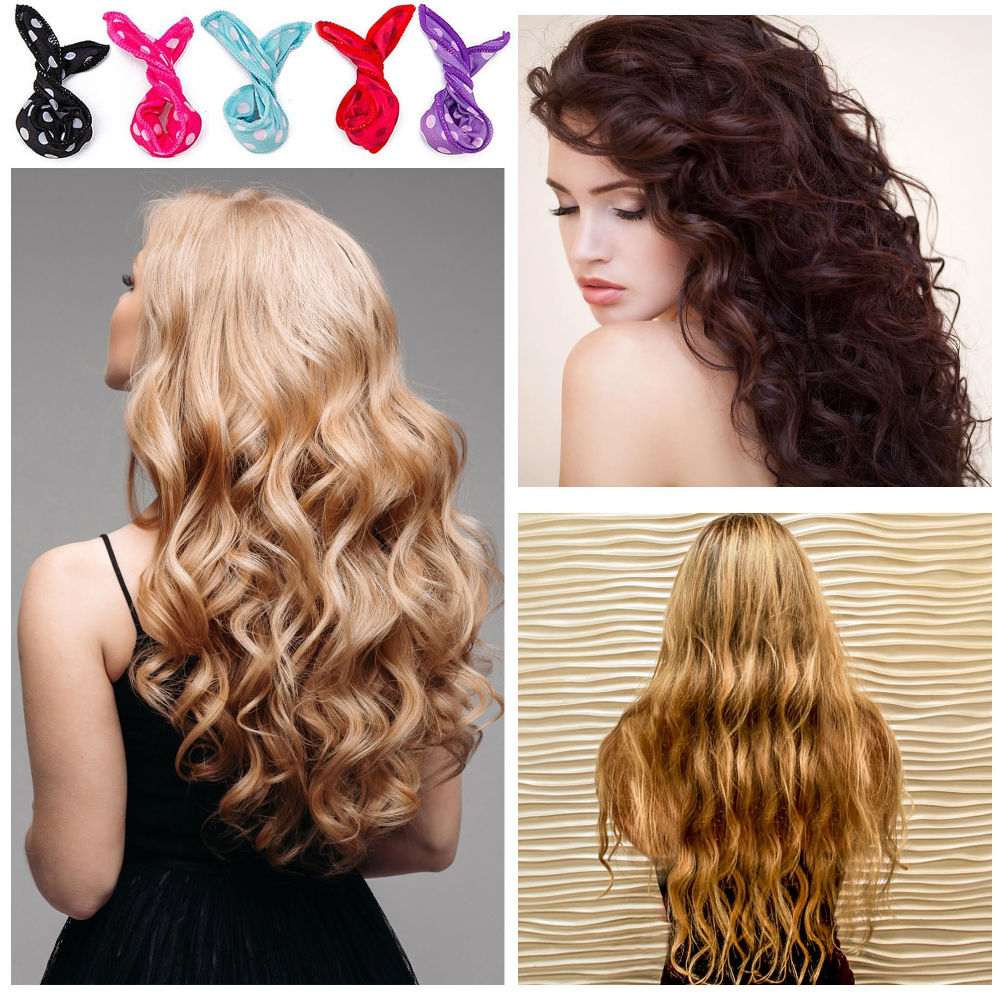 30 Pieces Hair Curler Rollers DIY Night Sleep Foam Hair Styling Tools Flexible Soft Sponge Pillow Hair Rollers With Storage Bag (5 Colors)