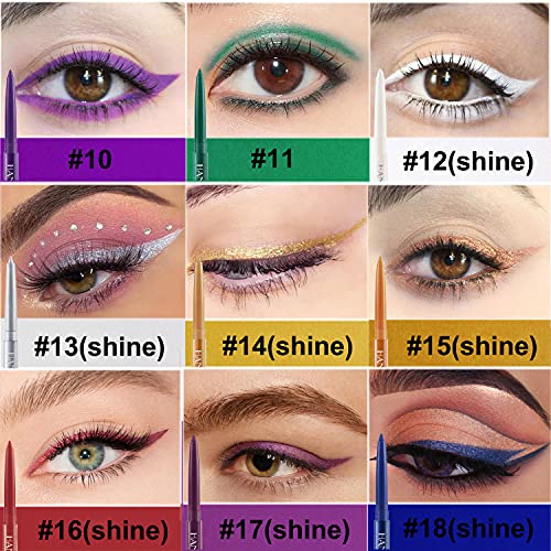 LemonSac 20 Colors Eyeliner Pen Set, Eye Shadow Pencil, Pearl Eyeliner Kit Metallic Eyeliner Pencil Glitter Eyeliner for Women Eye&Lip Liner Professional Waterproof Retractable Eyeliner(20PCS)