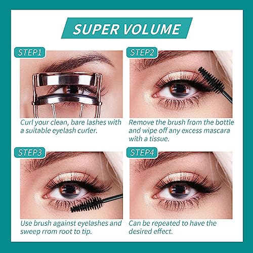 2 Pack New Thrive Liquid Mascara, Black Mascara for Natural Lengthening and Thickening Effect,Waterproof & Smudge-Proof Mascara, No Flaking/No Clumping
