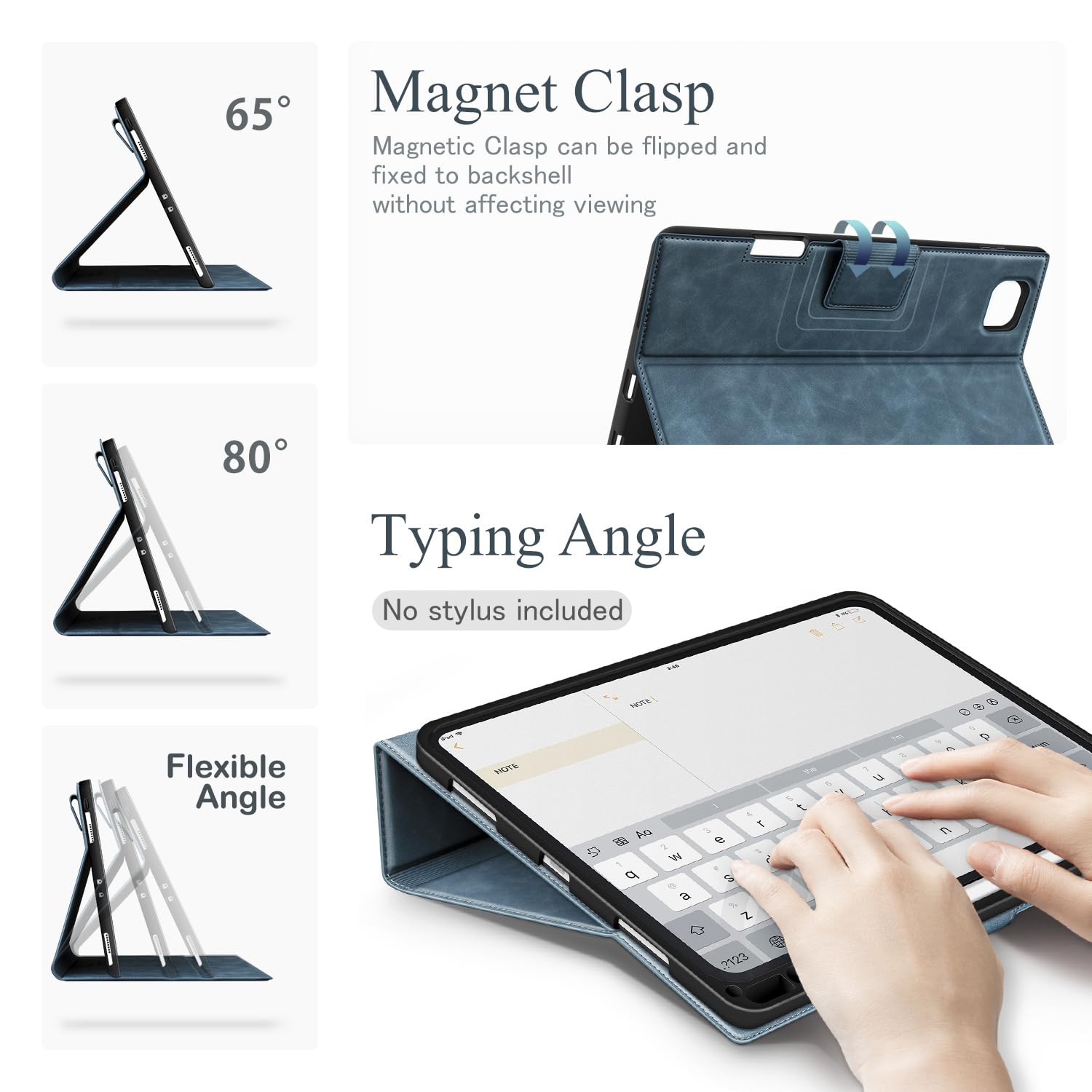 Antbox Case for iPad Pro 11 Inch 4th (2022)/3rd/2nd/1st Generation with Built-in Pencil Holder Auto Sleep/Wake Function PU Leather iPad Pro 11 Cover (Blue)