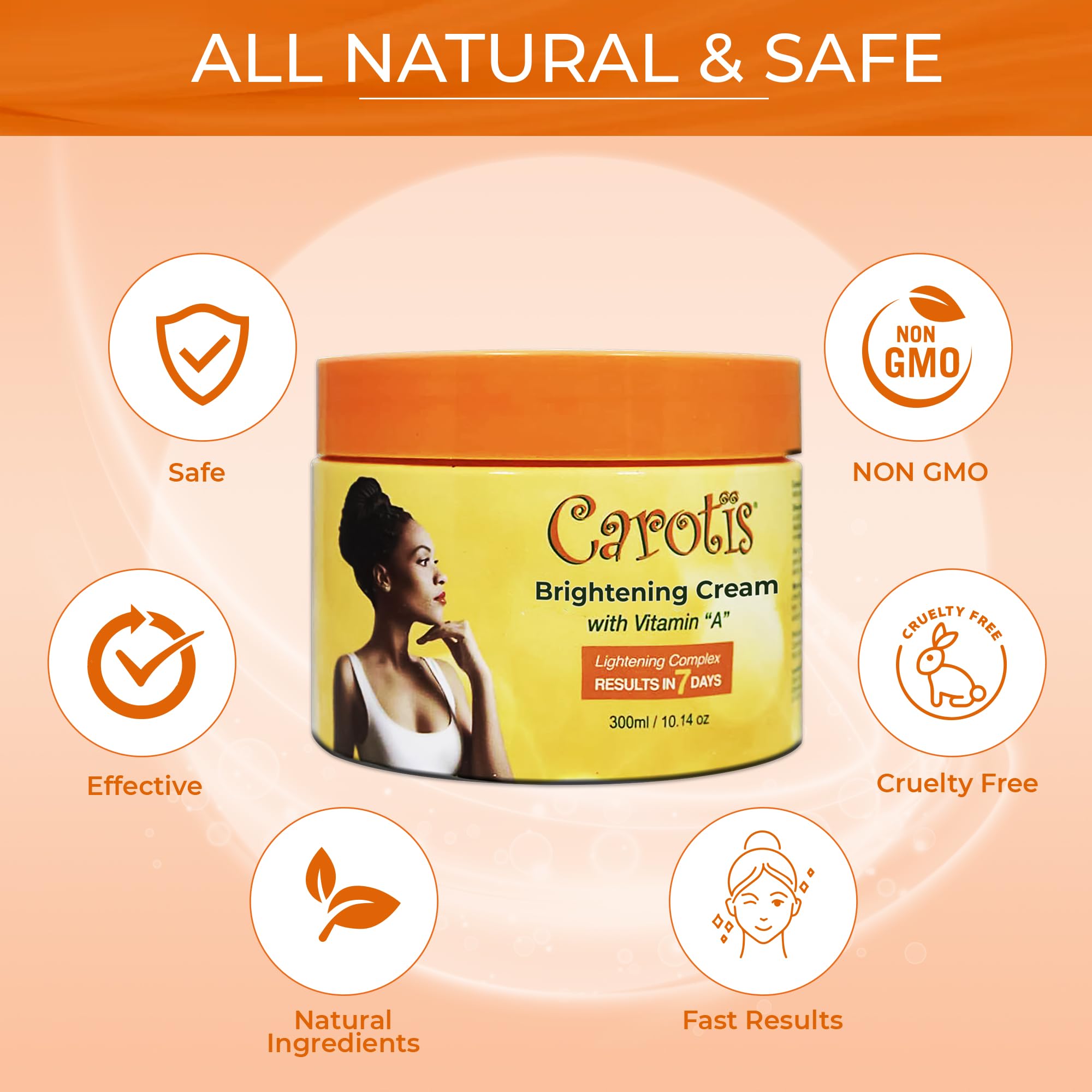 CAROTÏS, Skin Brightening Cream – 300ml / 10.14fl oz – 7 Day Night Cream for Uneven Skin Tone, with Vitamin A