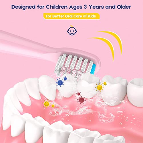 Dada-Tech Replacement Heads for Kids Electric Toothbrush DT-KE6 and DT-KE7 - Pack of 4 (Pink)