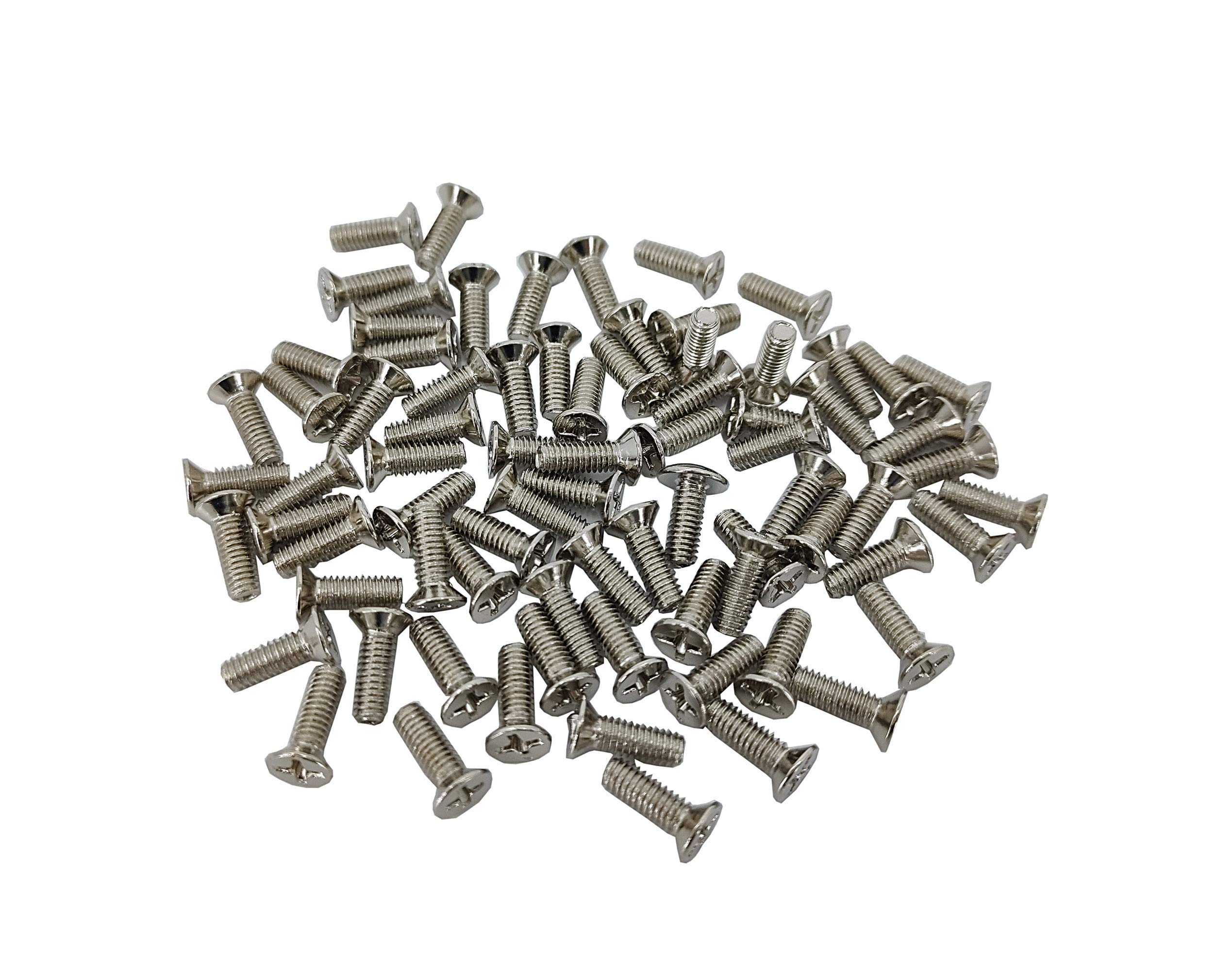 FixtureDisplays® 100PK M3 X 12mm Pitch 0.5mm - Phillips Flat Head Machine Screw (Countersunk) Carbon Steel Nickel Plated Cross Recessed 302005-NPF