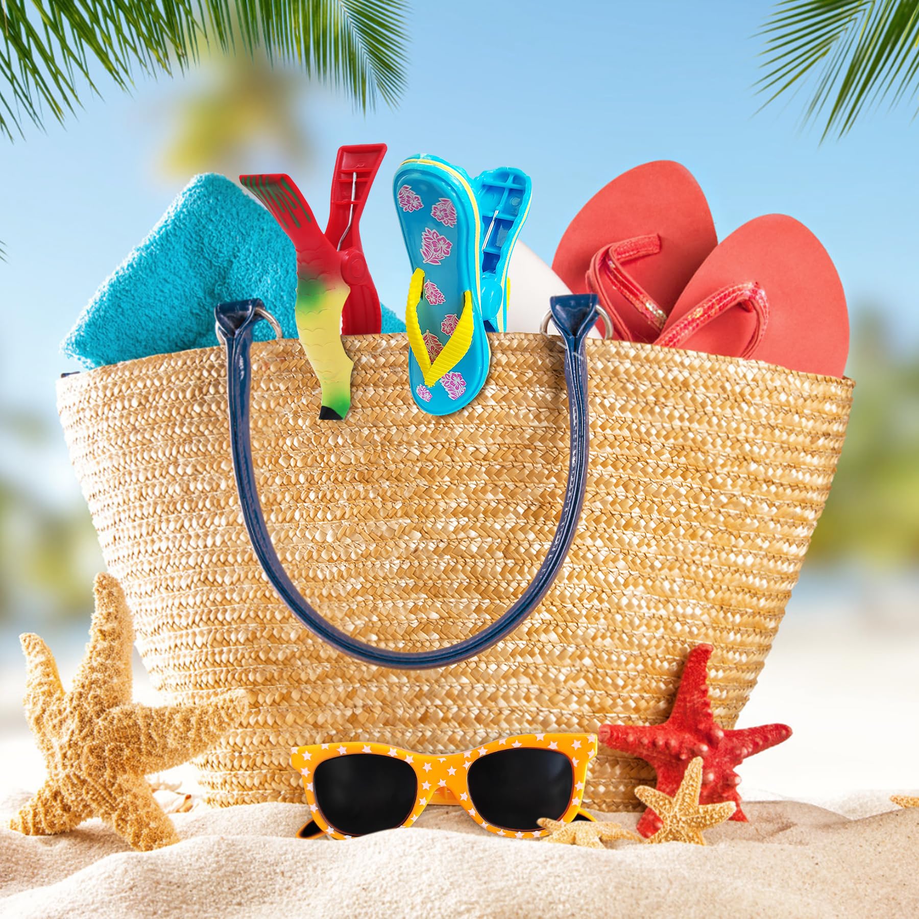 2 Pcs Beach Towel Clips Holders Portable Towel Clips for Chairs Beach Chair Clips Beach Towel Clips(Red Parrot)