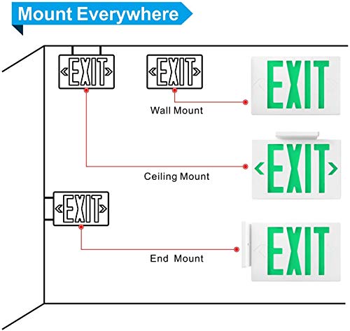 EXITLUX 8 Pack Green Led Emergency Exit Lights with Battery Backup-UL Listed 120V/227V Double Face- Exit Sign with Emergency Lights-Plug in Emergency Battery Lights
