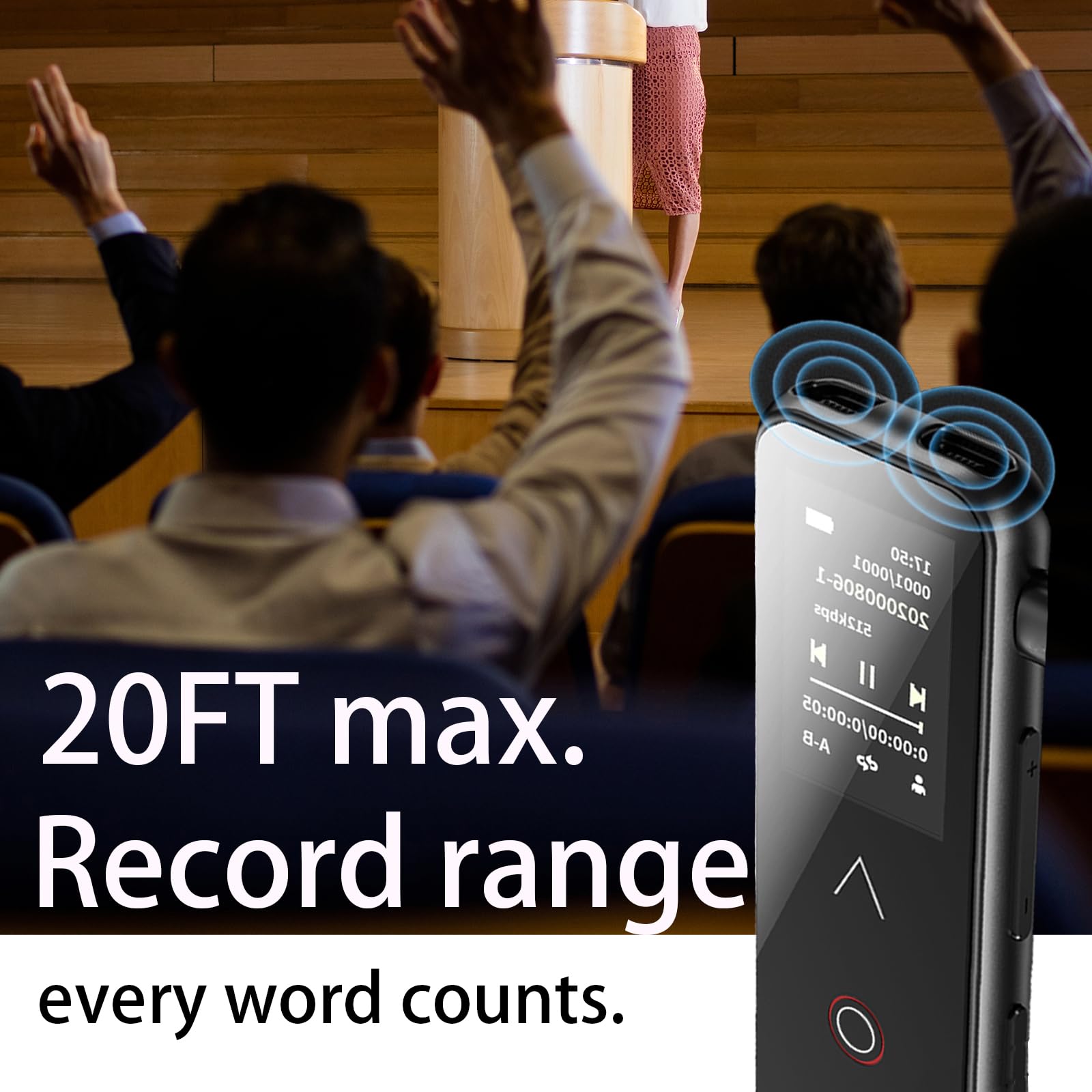 128GB Digital Voice Recorder with Playback, Small Voice Activated Recording Device for Lectures & Meetings, Bluetooth Noise Cancelling Audio Recorder Device, 18hrs Live Monitor with Earphones