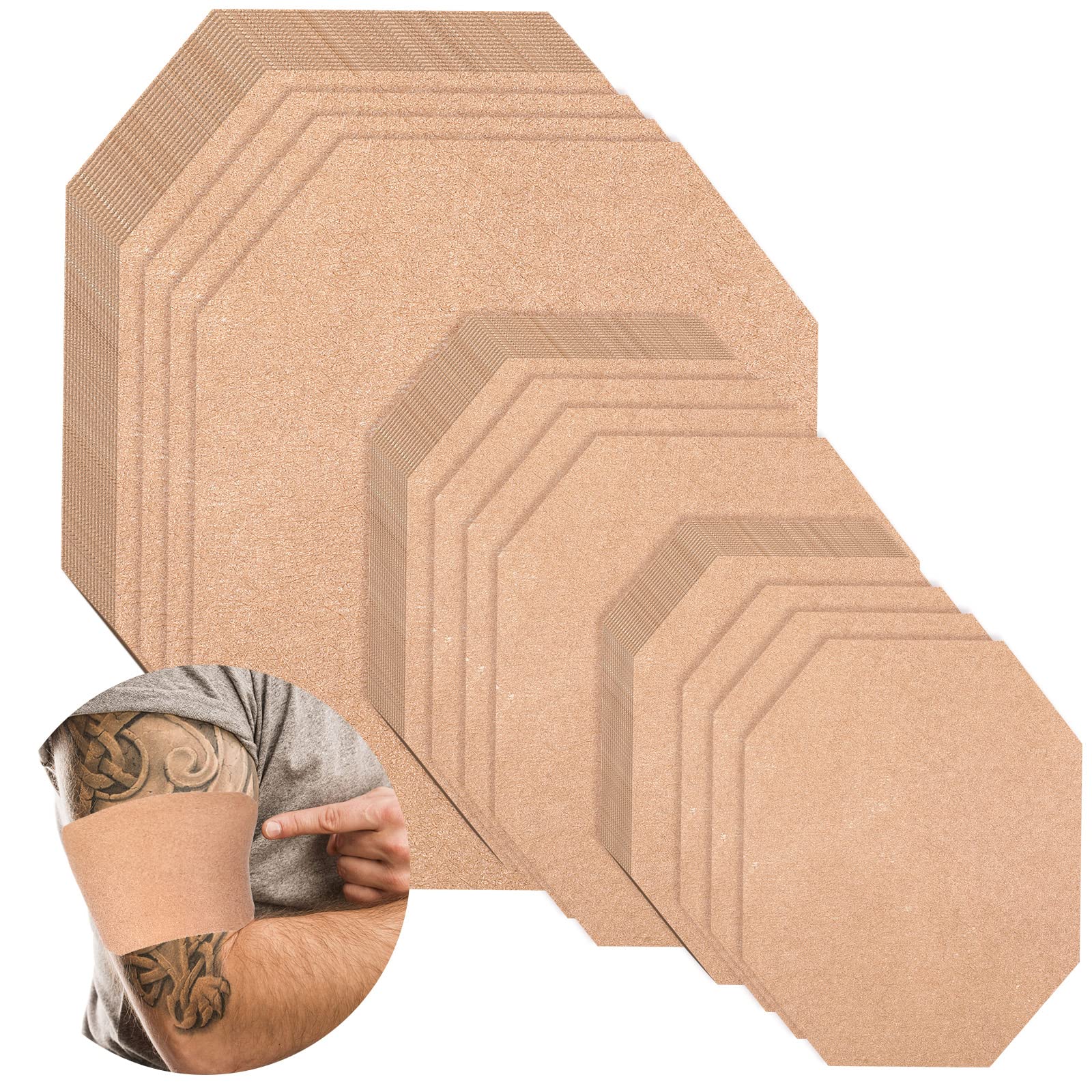 150 Pieces Tattoo Cover up Tape Tattoo Makeup Waterproof Sticker Scar Flaw Conceal Sticker Tattoo Patch Octagon Breathable Tattoo Tape for Women Men Hide Skin Spots, 3 Sizes, Nude