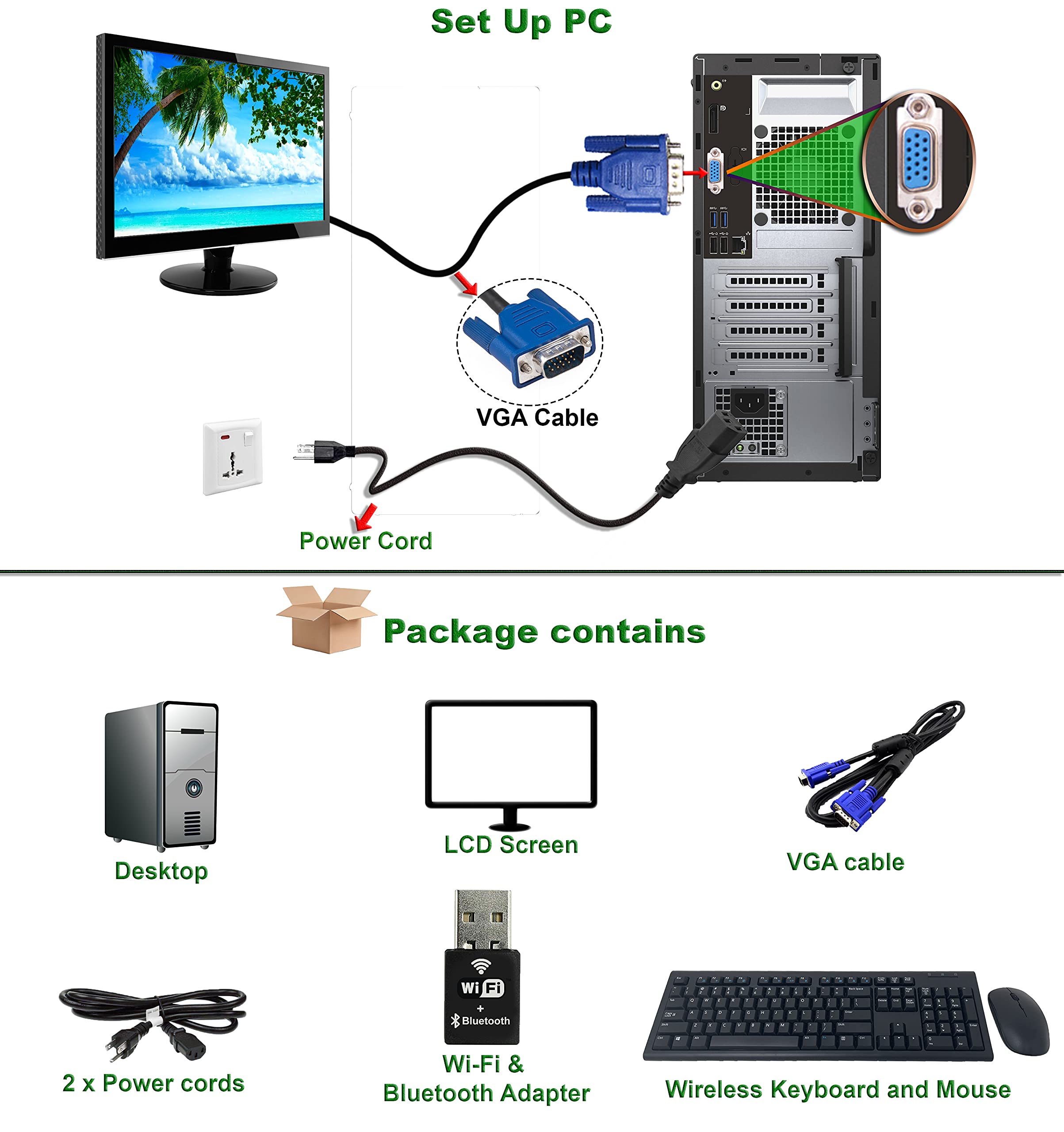 HP Elite 6300 Desktop Computer PC, Intel Core i7 3.4GHZ Processor, 16GB Ram, 512GB M.2 SSD, WiFi & Bluetooth, Wireless Keyboard and Mouse, 19 Inch FHD LED Monitor, Windows 10 (Renewed)