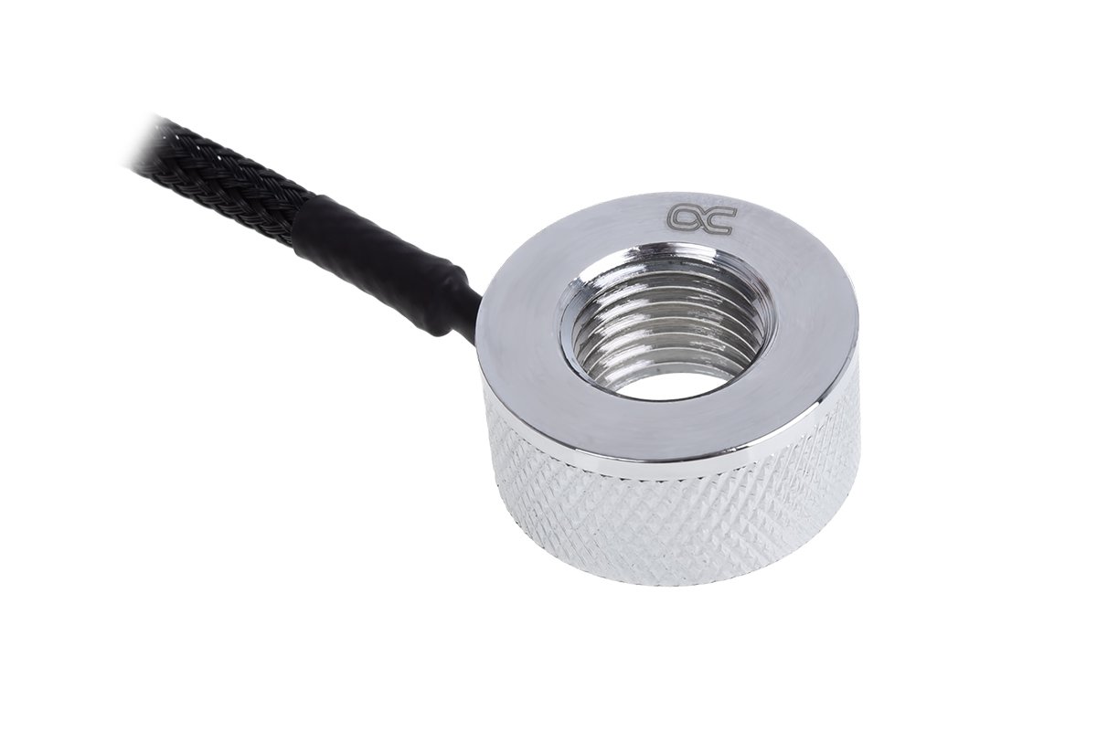 Alphacool 17362 Eiszapfen Temperature Sensor G1/4 IG/IG with AG Adapter - Chrome Water Cooling Monitoring
