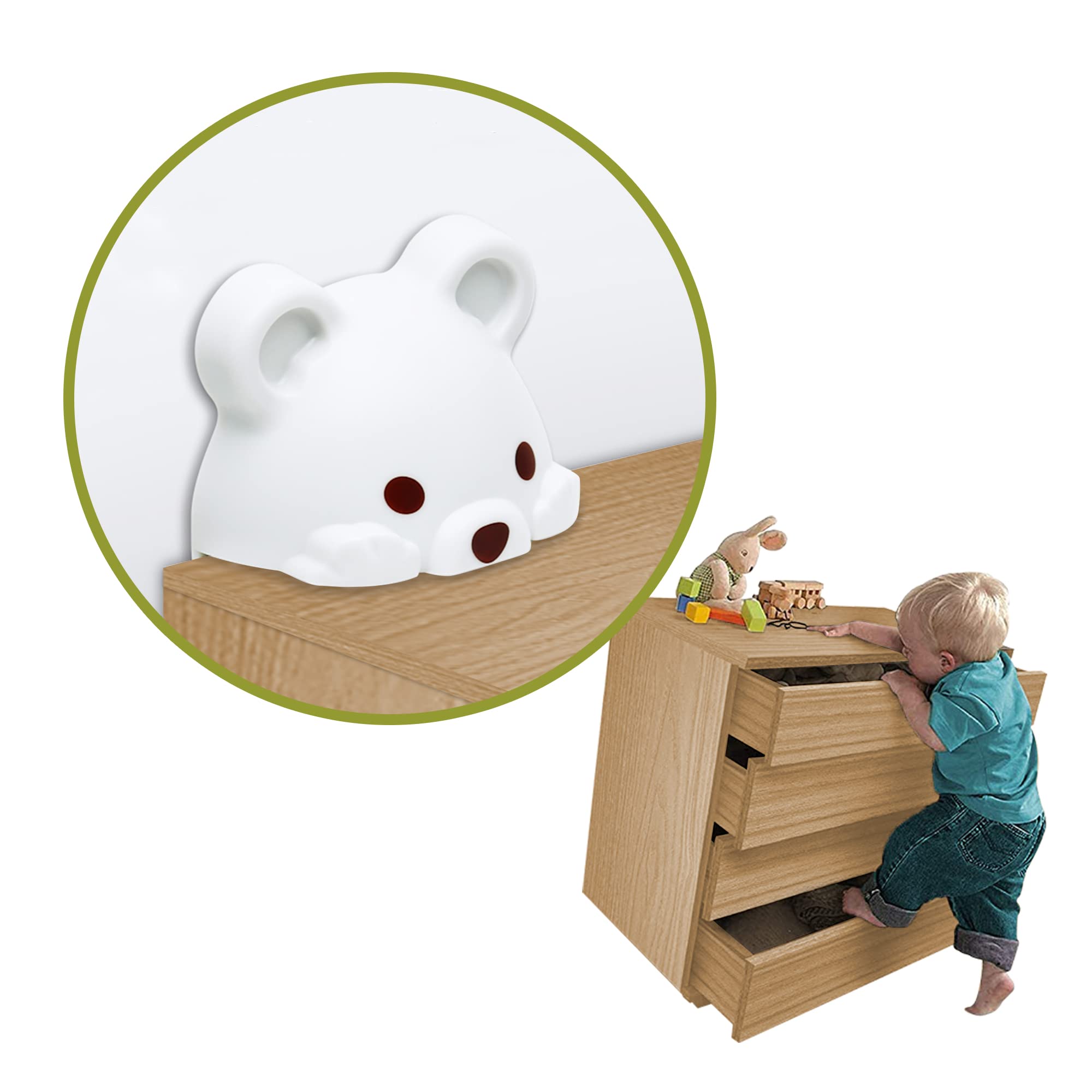 Child Safety Cabinet Locks, Cabinet Wall Anchors Protect Toddler and Pet from Falling Furniture, 2-Pack Baby Anti-Tip Furniture Anchor Straps, for Cabinets Drawers Fridge, Easy Installation(White)…
