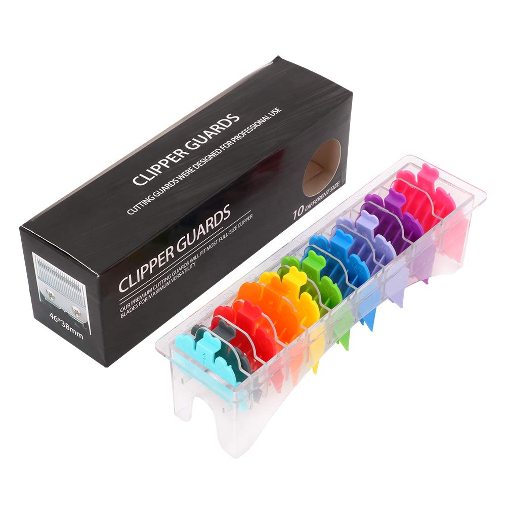 10Pcs Colorful Clipper Guards,Professional Hair Clipper Guards Set 1/16" to 1",Fits for Most Wahl Clippers/Trimmers