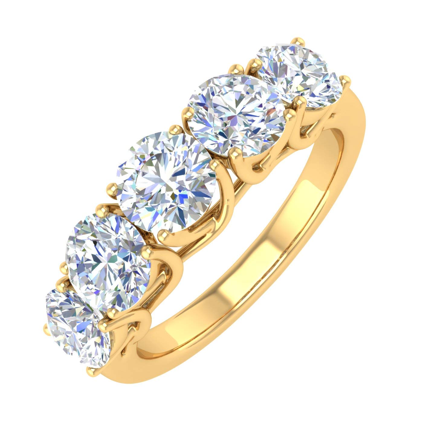 2 Carat 5-Stone Diamond Wedding Band Ring in 14K Yellow Gold (Ring Size 7.25)