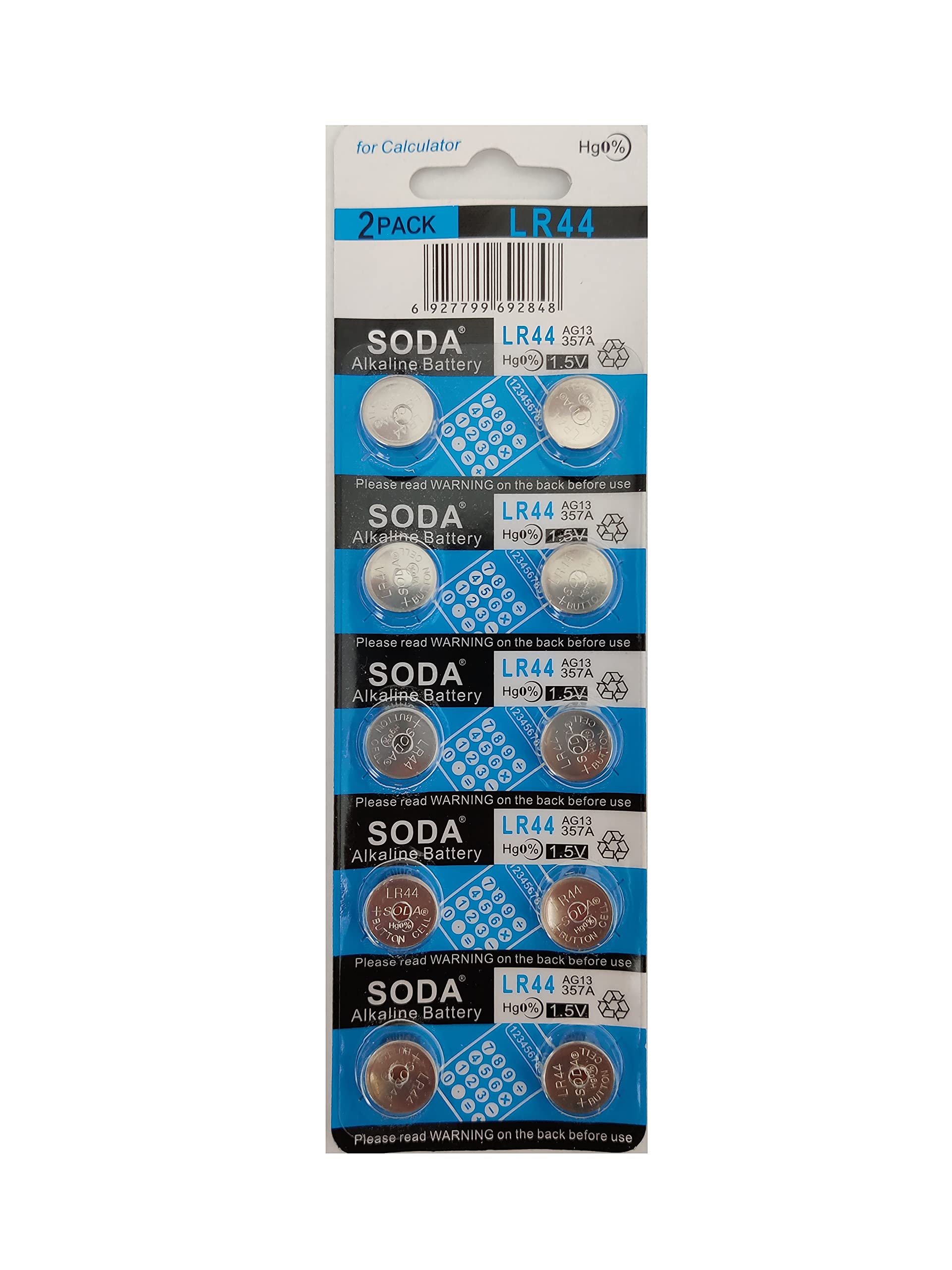AG13 LR44 L1154 357 A76 Alkaline Button Cell Battery with Retail Blister Pack Cards (40)