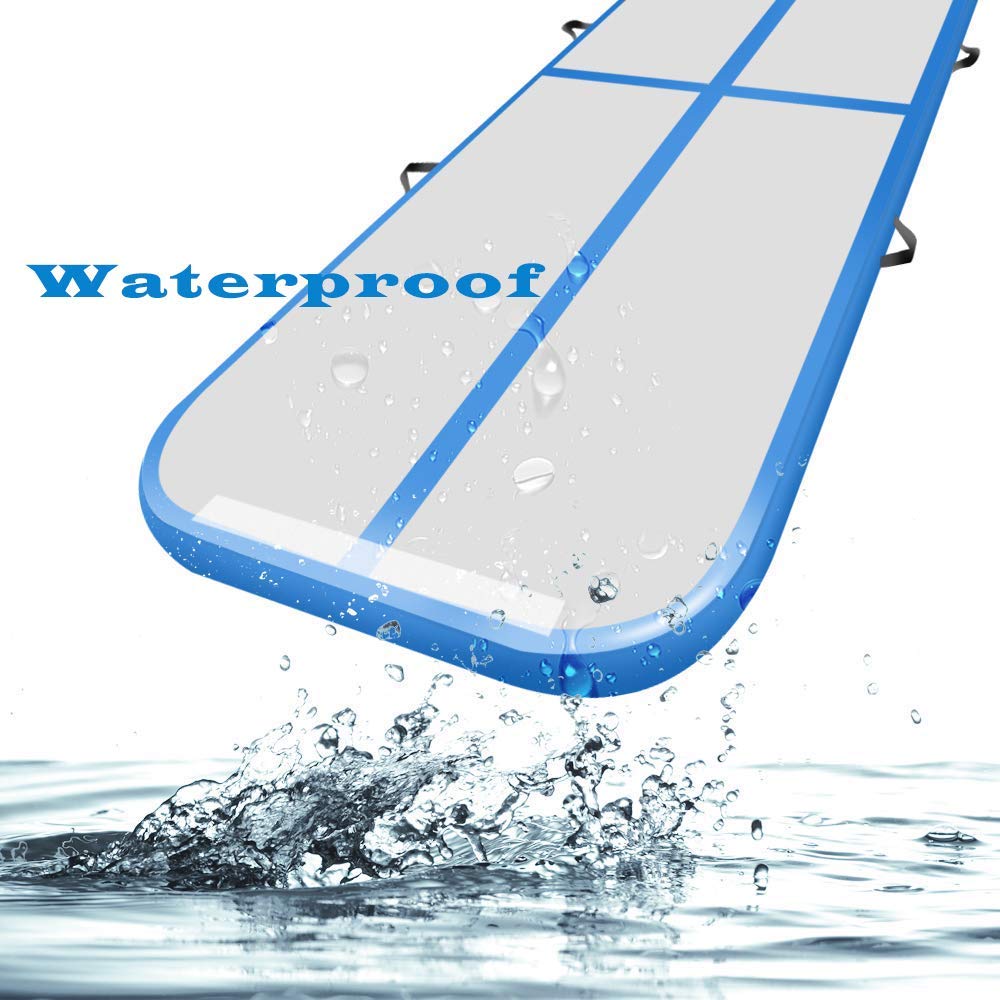 10ft/13ft/16ft/20ft/23ft/26ft Inflatable Gymnastics Mat Tumbling Mat Air Track Floor Mats with Electric Air Pump for Home Use/Training/Cheerleading/Beach/Park and Water (Blue, 16ftX3.3ftX4inch)