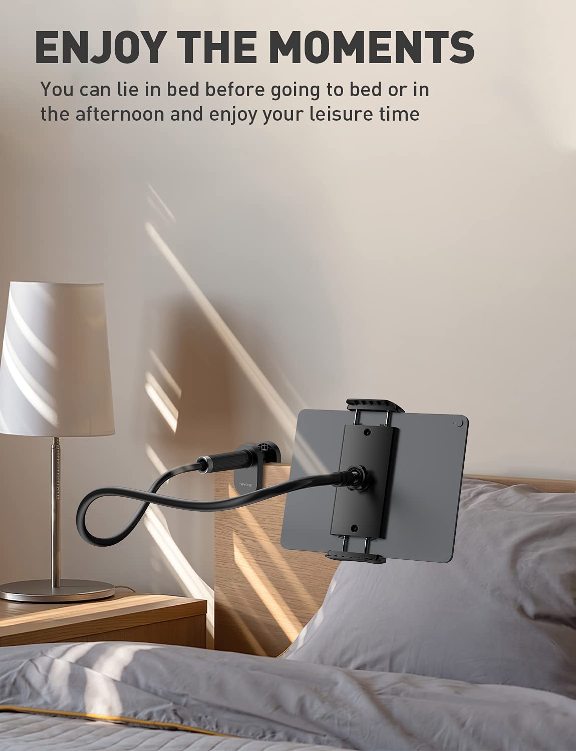 Gooseneck Tablet Holder Stand for Bed: Adjustable 39.4inch Flexible Lazy Arm Tablets Mount Compatible with iPad Pro Air Mini | Galaxy Tab | Kindle Fire | Switch or Other 4.7-12.9" Device