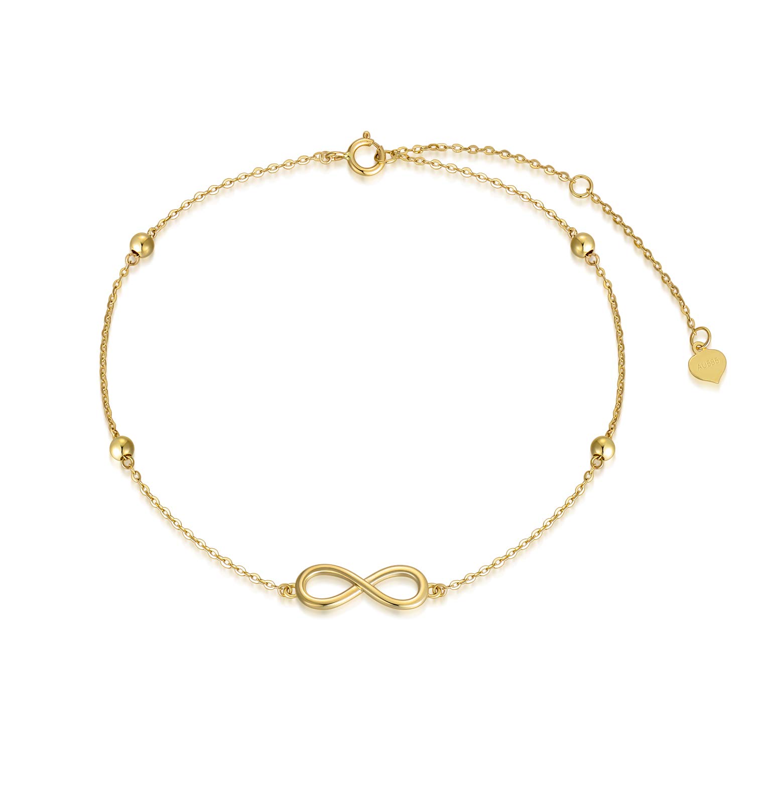 14K Solid Gold Infinity Bracelets Jewelry for Women, Real Gold Love Knot Bracelet Birthday Jewelry for Wife, Mom, Girlfriend, 6.5+1+1 inch