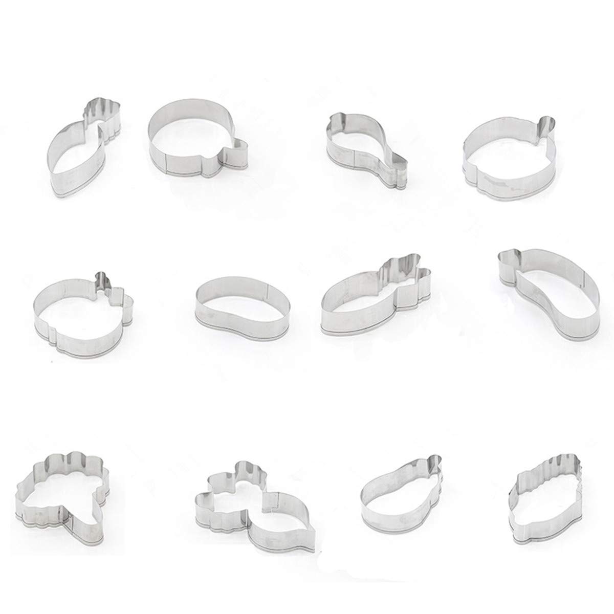 12Pcs Vegetables Cookie Cutter Set, Eggplant Corn Radish Pumpkin Tomato Stainless Steel Plaque Frame Pastry Biscuit Cake Fondant Pancake Stamps Mold, A More Fun Cookie to Children