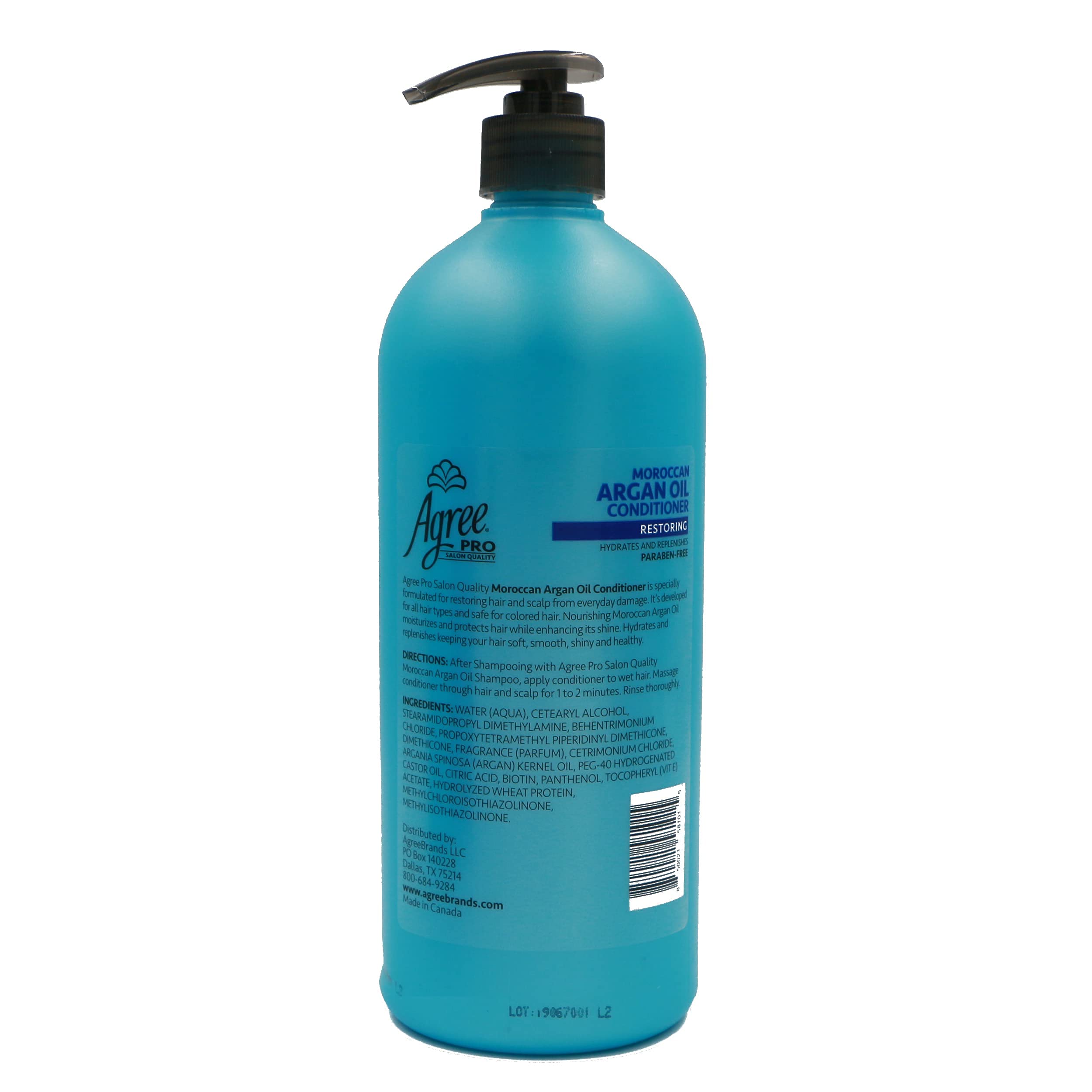 Agree Pro Moroccan Argan Oil Shampoo and Conditioner Set, Repairing and Deep Moisturizing (2x32 oz/ 946 ml bottles)