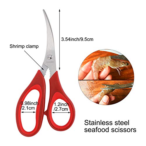 HOMOKUS Seafood Tools 21 Pcs Nut Crab Crackers Set including 6 Crab Leg Crackers, 6 Lobster Shell Forks, 6 Crab Leg Forks 2 Seafood Scissors & Storage Bag
