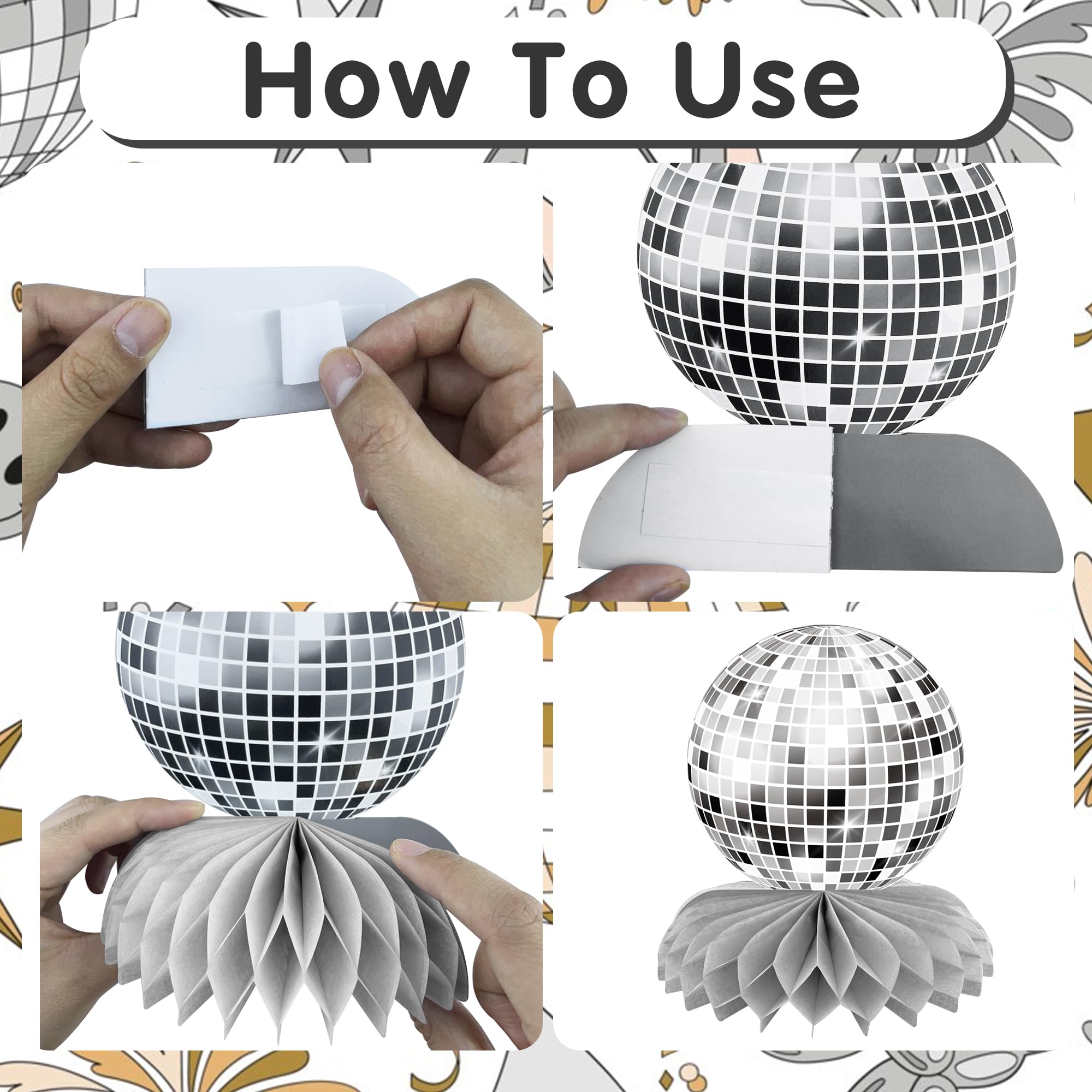 15 PCS Silver Disco Theme Honeycomb Centerpieces Disco Ball Party Decorations 70s Disco Party Table Centerpieces for Back to 70s Party Supplies Favors