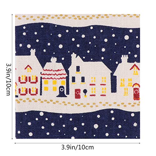 40 Pcs Christmas Cotton Fabric Square Precut Fabric Scraps Christmas Printing Quilting Fabric Squares Christmas Random Patterns Cotton Patchwork for DIY Xmas Sewing Crafting (10x10cm)