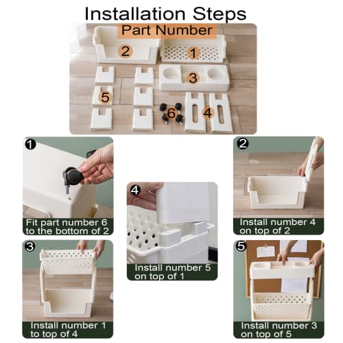 APBATS 5 Tier Book Rack Storage Bookshelf, Removable Movable Unique Bookcase, Utility Organizer White Bookshelves for Kids Children Students Study in Bedroom Living Room Home School