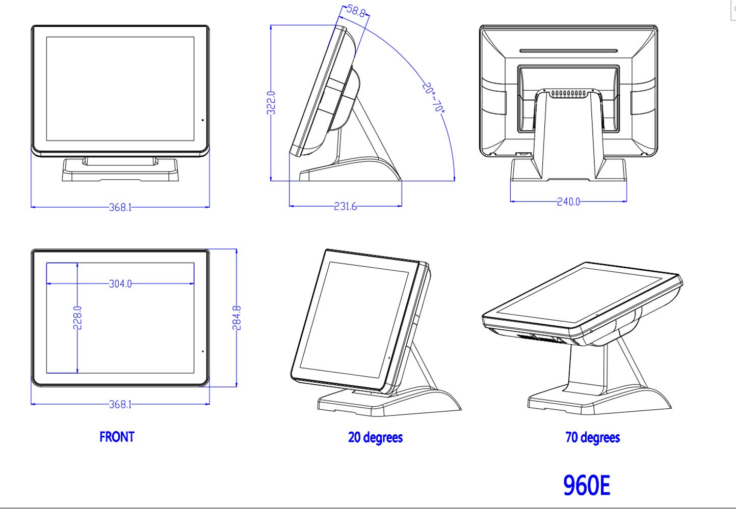 Agt960J1900.All in one Computer 15” Touch POS Terminal,PBM agt960JC,J1900 4G+64G