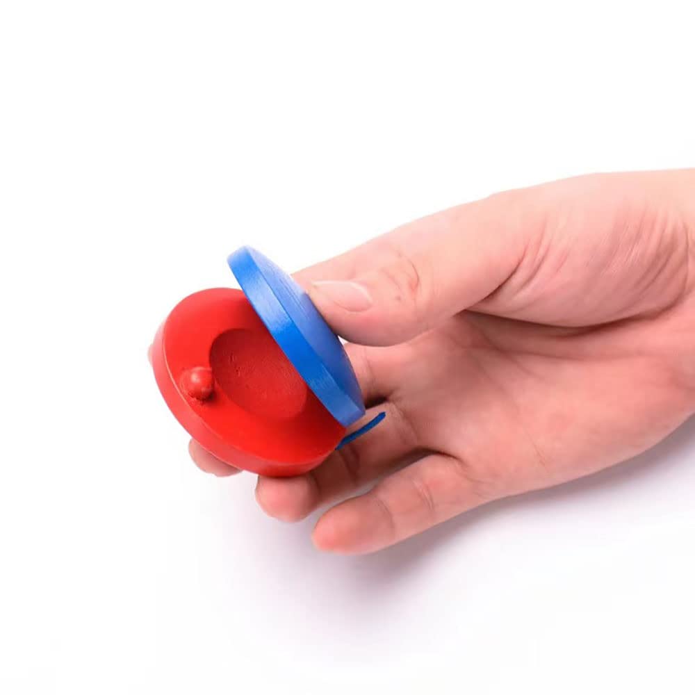 12 Pcs Musical Castanets Instrument, Clap Board Music Educational,Classroom DIY Wooden Percussion Instrument Finger Castanets (Wood color)