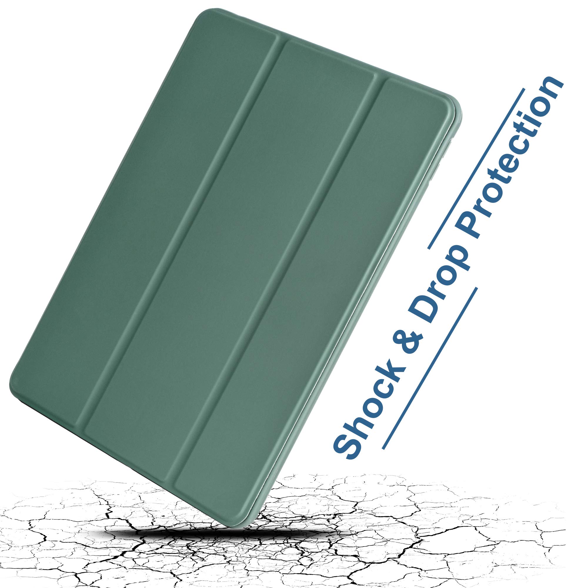 Arae for iPad 10.2 inch Case (9th Generation 2021) & (8th Generation 2020) & (7th Generation 2019) with Pencil Holder Auto Wake/Sleep Feature Standing Cover, Green
