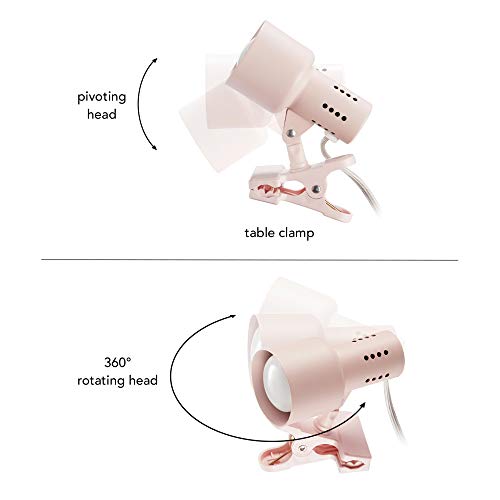 Globe Electric 52964 JoJo 5.5" Clip-Arm Desk Lamp, Matte Pink, in-Line On/Off Switch, Bulb Included