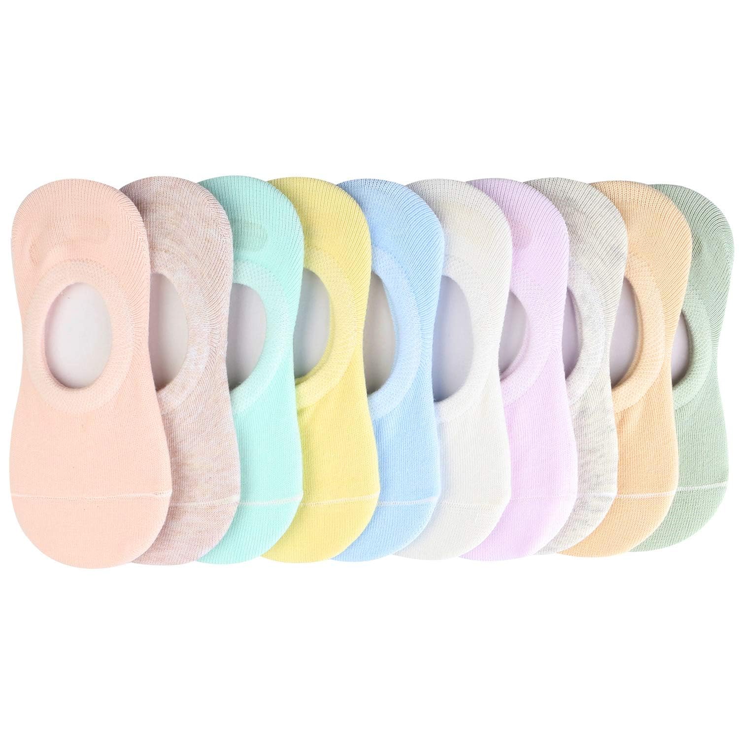 Auranso 10 Pack Toddler Boys Girls Thin No Show Socks Multicolored 3-4T