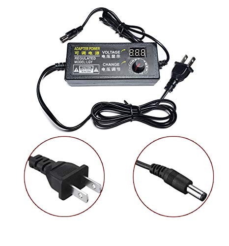 Adjustable AC/DC Switching Power Adapter Variable Voltage DC5525 Power Supply 4-24V 4V 9V 12v 14V 15V 18V 24V 2A 48W Speed Control Volt for Electric Fan Drill Motor Speed Controller Arduino