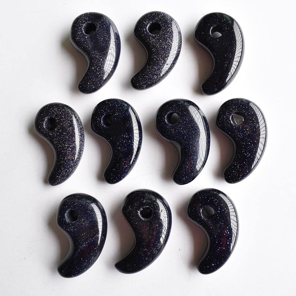 12pcs/lot Blue Sand Stone Quartz magatama Charm Pendants for Jewelry Marking