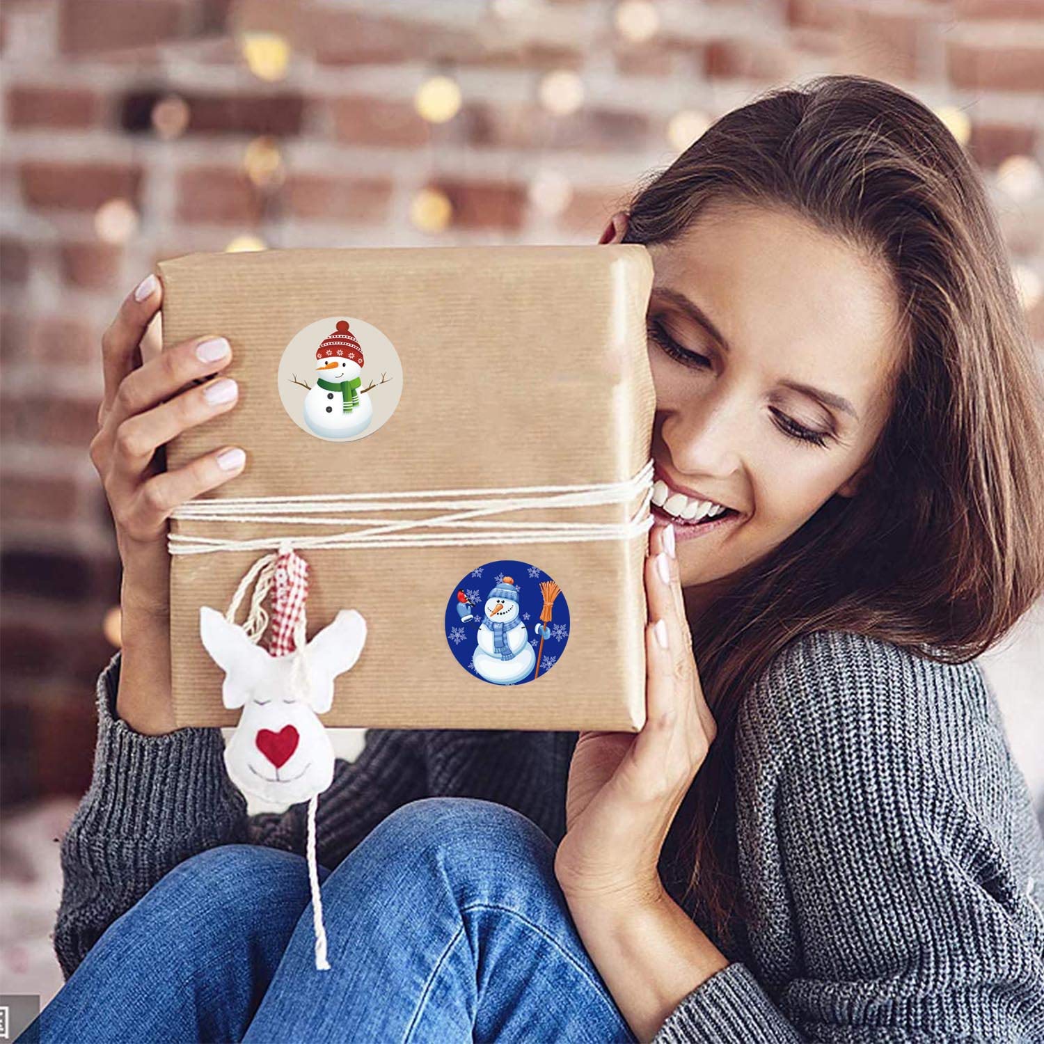 Christmas Stickers, 500 PCS 1.5” Merry Christmas Labels with 6 Snowman Patters, Round Roll Self Adhesive Seals for Xmas Favor Gift Cards Envelopes