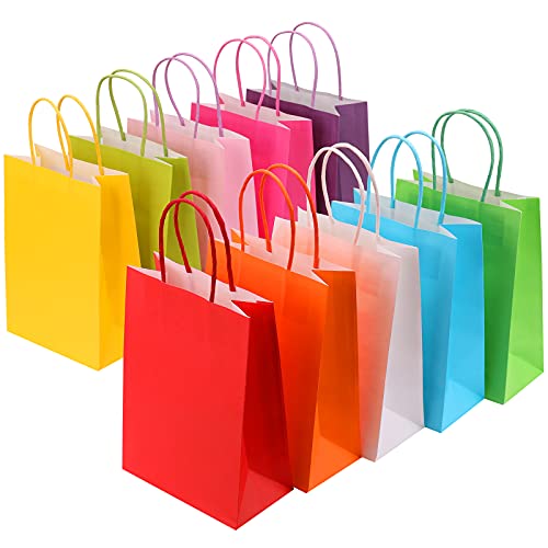 40 Pieces Kraft Paper Party Favor Bags, 10 Colors Small Gift Bags Bulk with Handles,Goodie Bags for Kids Party, Celebrations, Baby Shower, Birthday, Crafts and Party Supplies