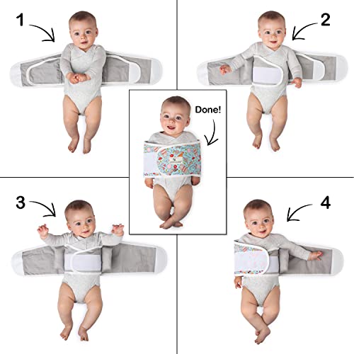 Anna & Eve - Baby Swaddle Strap, Adjustable Arms Only Wrap for Safe Sleeping - Large Size Fits Chest 16 to 20.5, Grey