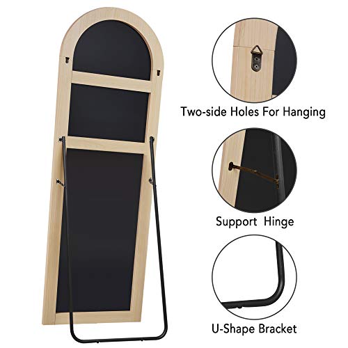 PexFix Arched Full Length Mirror Arched Floor Mirror with Stand, Wall Mirror Standing, Leaning Hanging for Home and Office, 65"x22", Wood