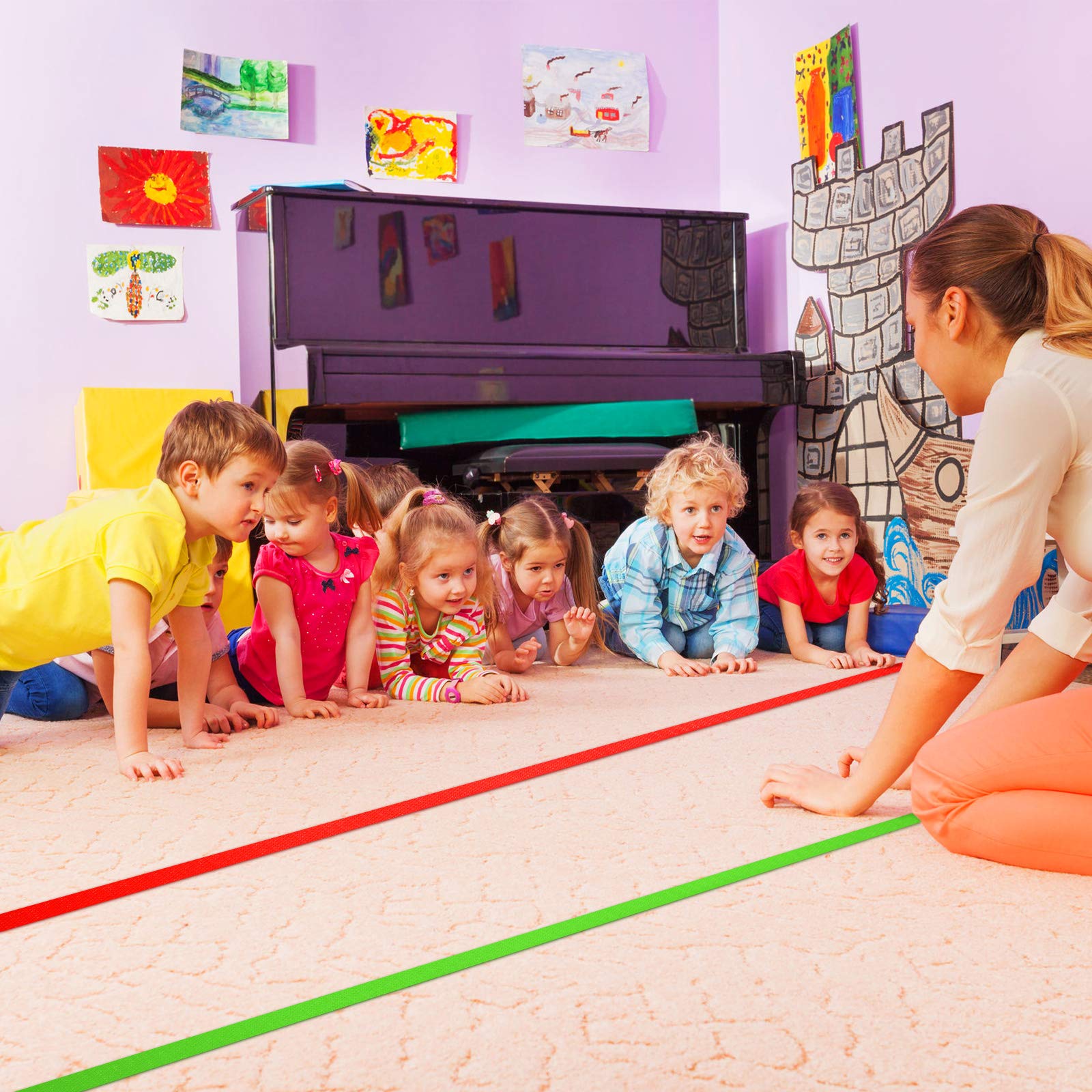 Chuangdi 8 Rolls Carpet Marker Strips Carpet Nylon Carpet Strips for Classroom, Teachers, Office, Social Distance, 8 Colors(131 Feet)