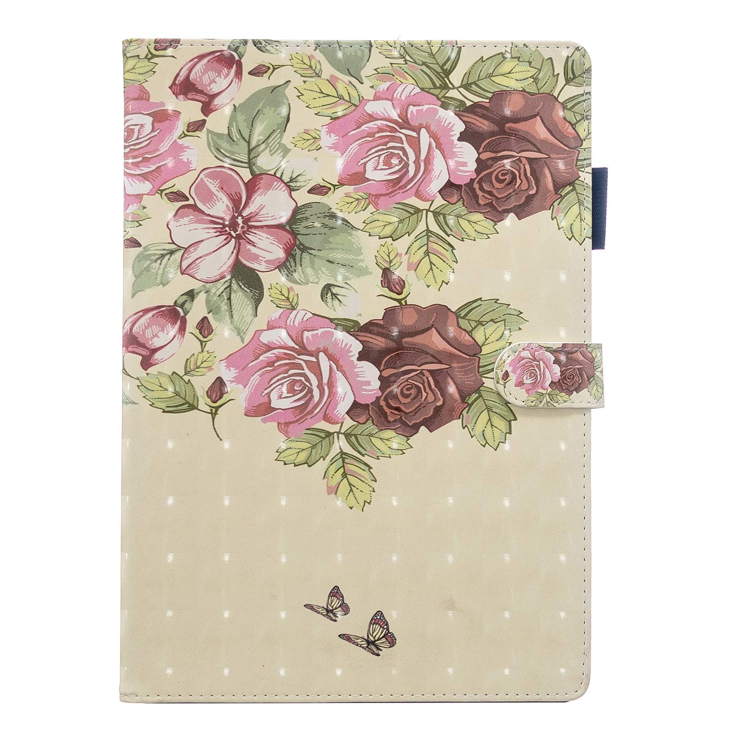 Case for iPad 9th/8th/7th Generation 10.2" (2021/2020/2019 Release), Techcircle 3D Pattern Slim Folding PU Leather Stand Flip Multi Credit Card Slots Wallet Cover with Pencil Holder, Flower Butterfly