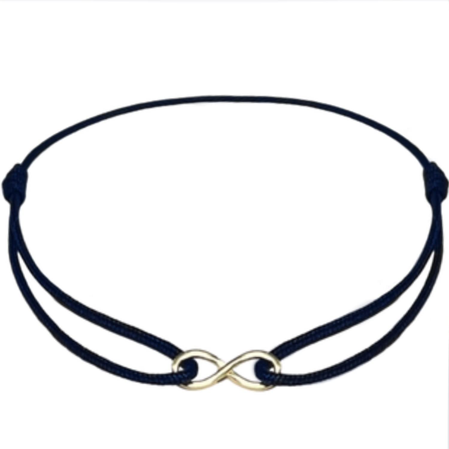 14k Solid Gold Infinity Cord Bracelet String Charm Adjustable Jewelry Unisex Rope Thread Bracelets for Women Men (Black)