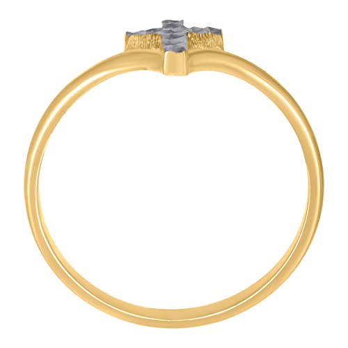 14k Two tone Gold Womens Cross Religious Ring Measures 8.6mm Wide Jewelry for Women