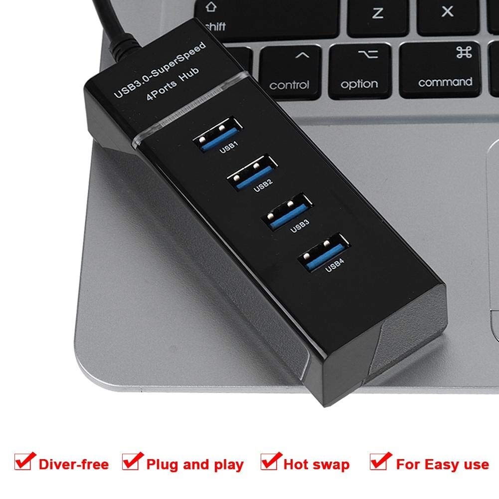 4 Port USB3.0 HUB - 5Gbps Charging Dock Station - Ultra-Slim - Plug & Play with LED - Charging Hub Adapter - for Phone/Tablet/PC/Windows