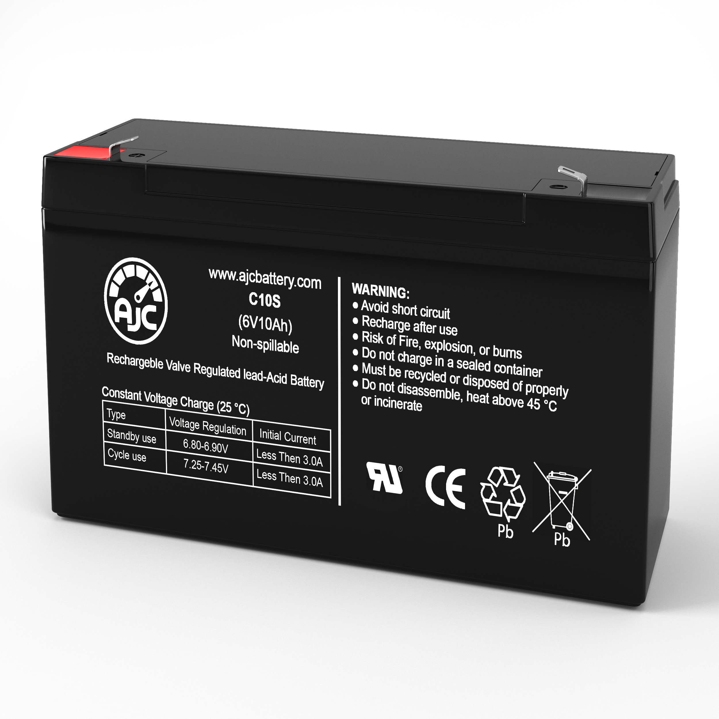 AJC Battery Compatible with Werker WKA6-10F 6V 10Ah Sealed Lead Acid Battery