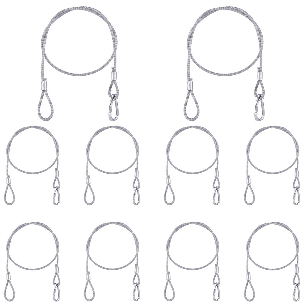 10PCS Eyeshot Premium Safety Cable, 110lb Load Duty 31.5ββ Stainless Steel Safety Cable, Safety Rope for DJ Stage Lighting Par Light Moving Head Light